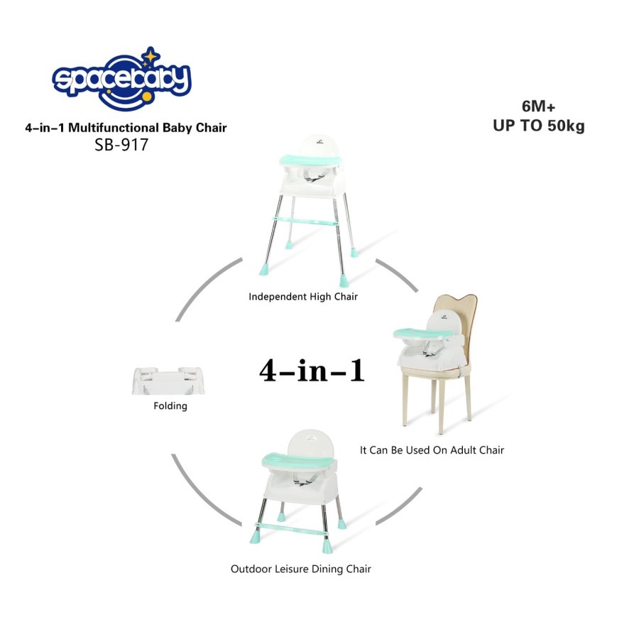 Jual SPACE BABY HIGH CHAIR 4IN1 SB-918 SB 918 SB918 || SPACE BABY SB917 ...