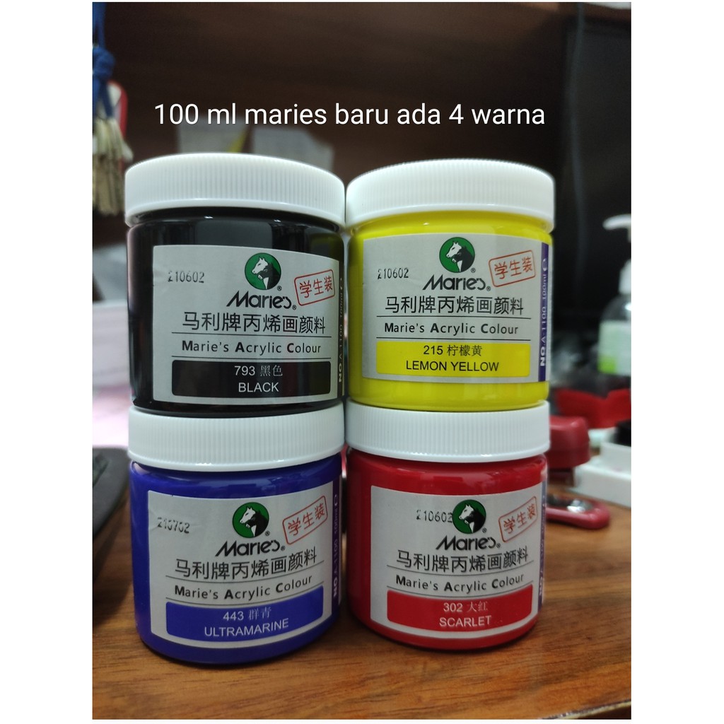 Jual cat acrilic maries 100 ml kemasan botol putih kosong | Shopee ...