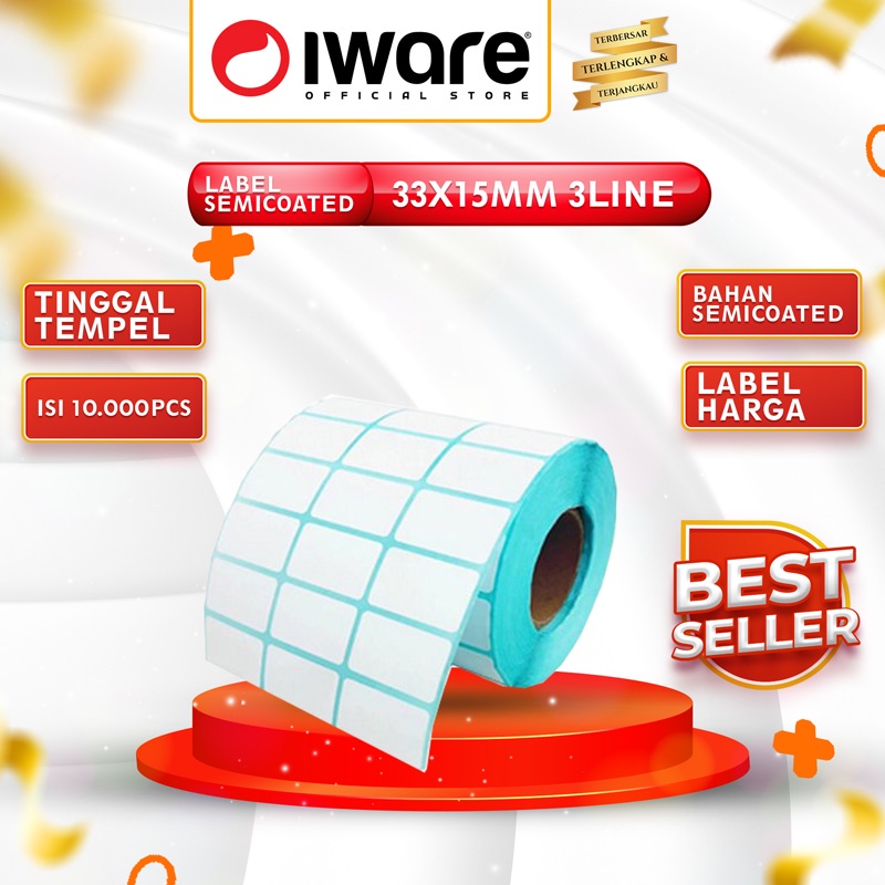 Jual STICKER LABEL BARCODE SEMICOATED 33X15MM ISI 10.000PCS TINGGAL ...