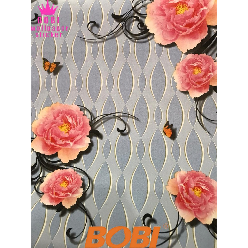 Jual Wallpaper Sticker Motif Bunga Orange tangkai hitam 6063 Uk ...