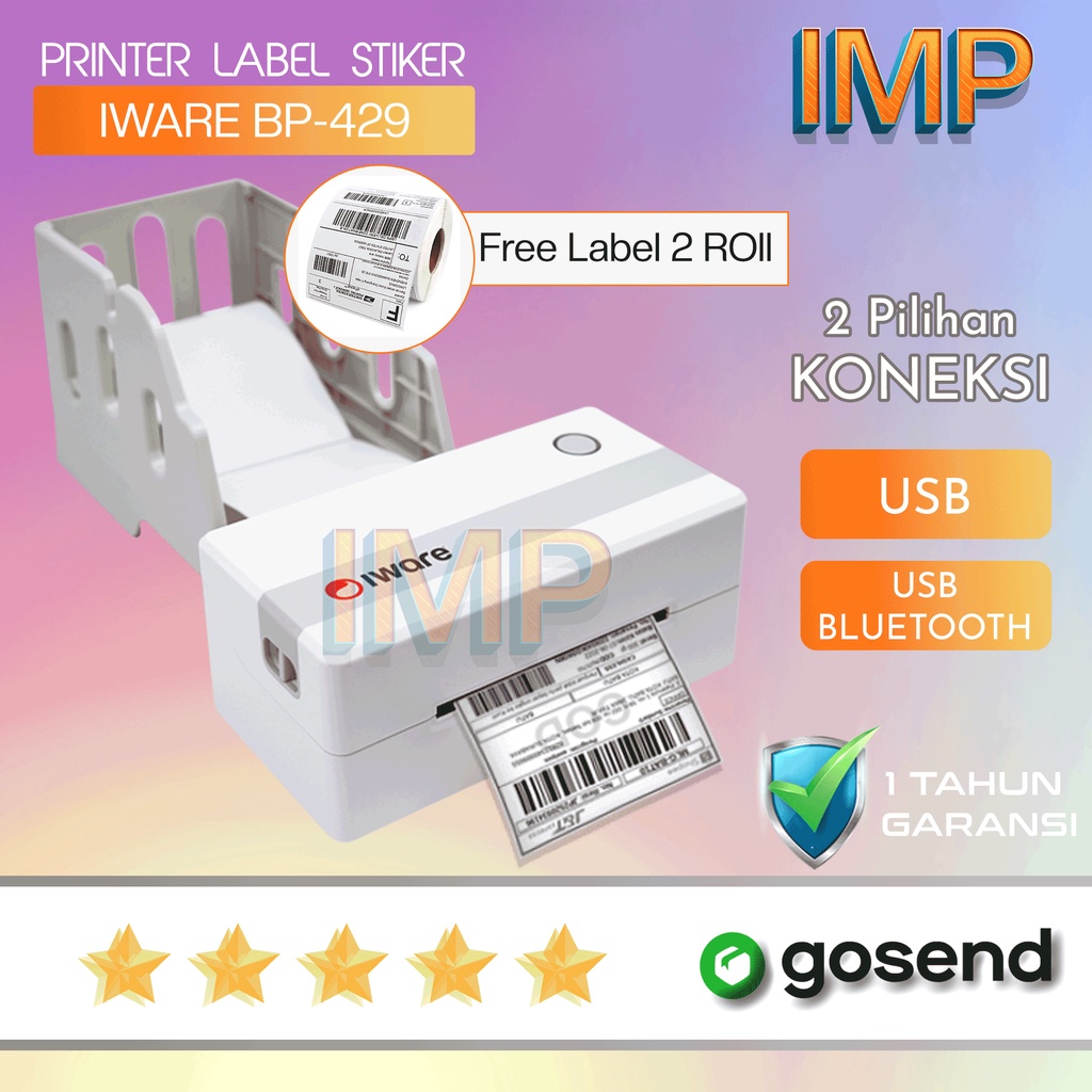Jual Printer Label thermal Barcode A6 110mm Usb Bluetooth Iware Bp429 ...