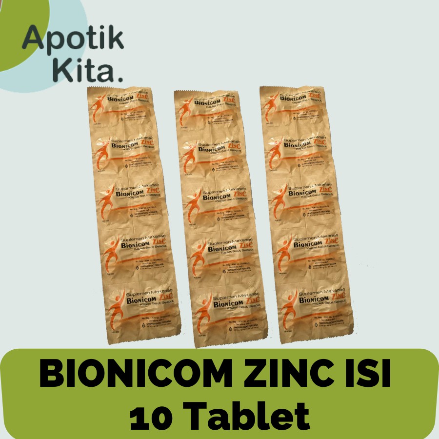 Jual Bionicom Zinc per Strip isi 10 tablet Multivitamin Original ...