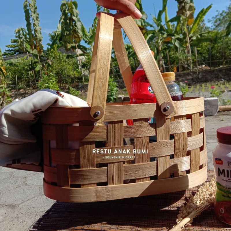 Jual (B276) Tas Parcel Ayaman Bambu 30cm|Wadah Belanja|Lebaran|Tempat ...