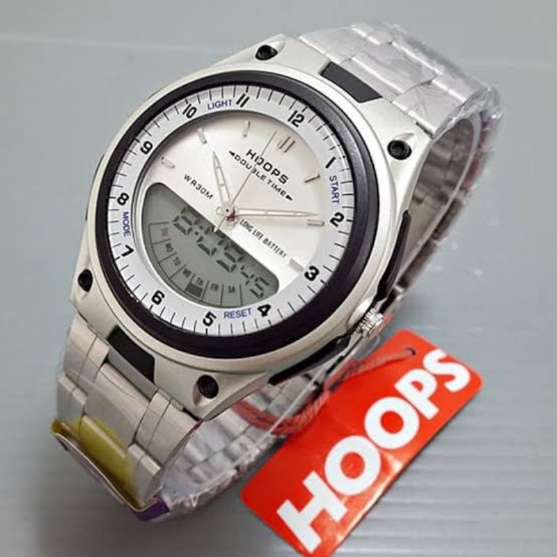 Jual COD ! STAINLESS ANTI AIR HOOPS JAM TANGAN PRIA WANITA DUAL TIME ...