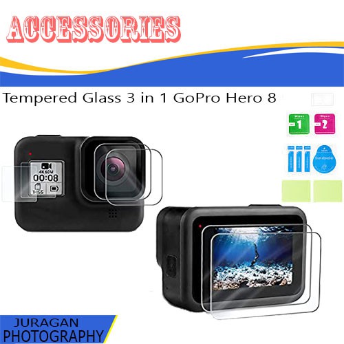 Jual Tempered Glass 3 in 1 GoPro Hero 8 Screen Protector Hero 8 ...