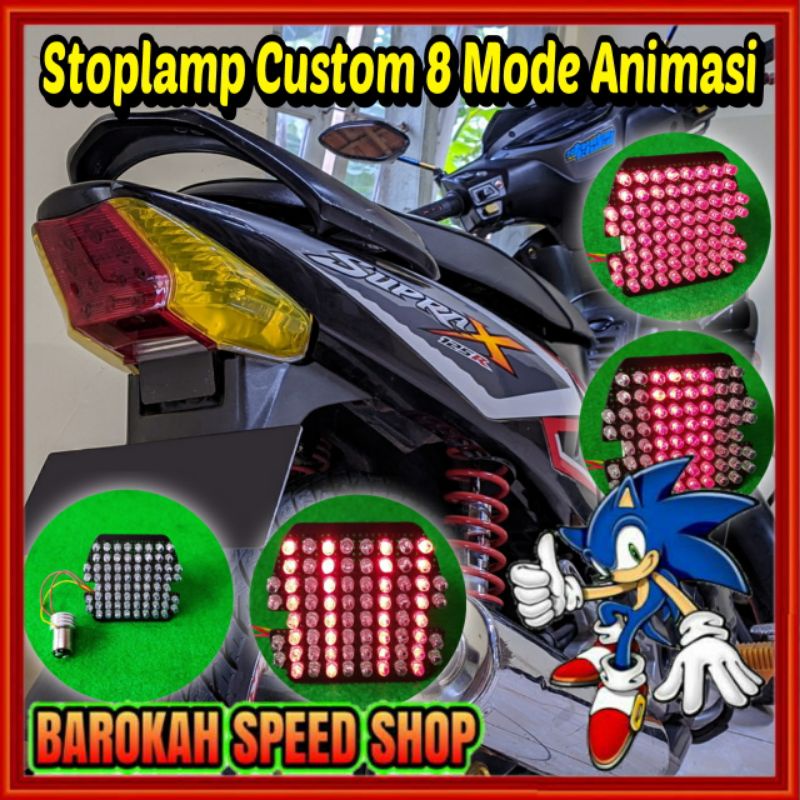 Jual Lampu Stop Custom Supra X 125 D/R Full LED 8 Mode Animasi - Lampu ...