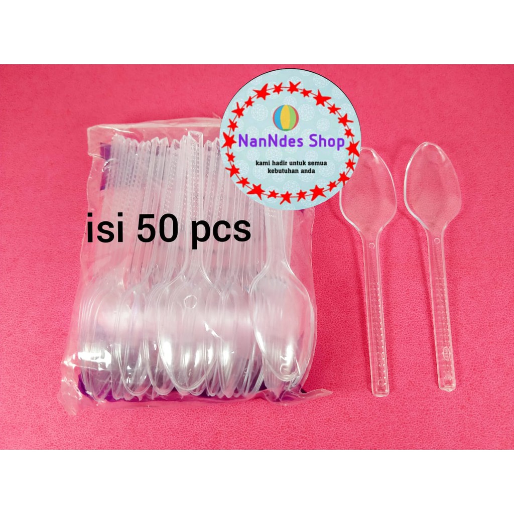 Jual Sendok Makan bening 50 Pcs / Sendok Kue Tart plastik Kecil/ Sendok ...