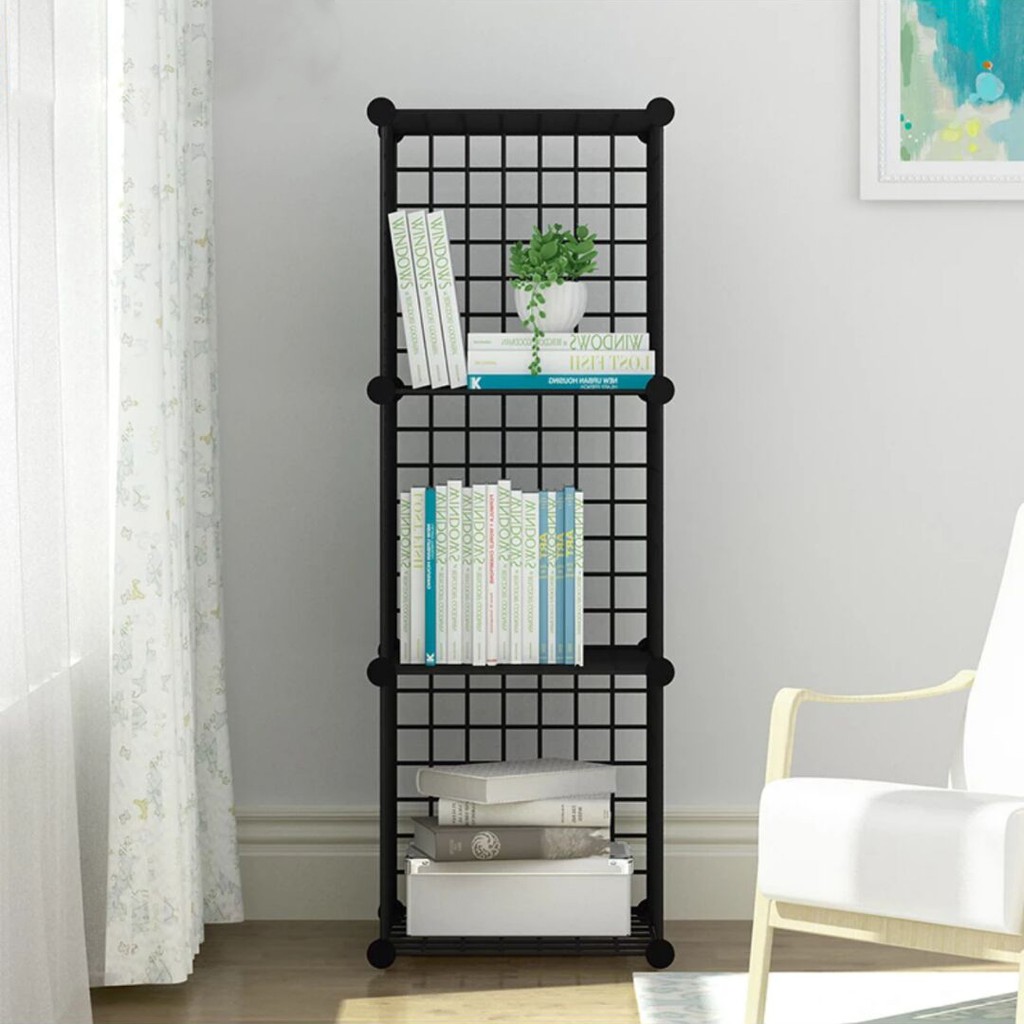 Jual Rak buku besi rak serbaguna rak toys storage box lemari buku susun ...