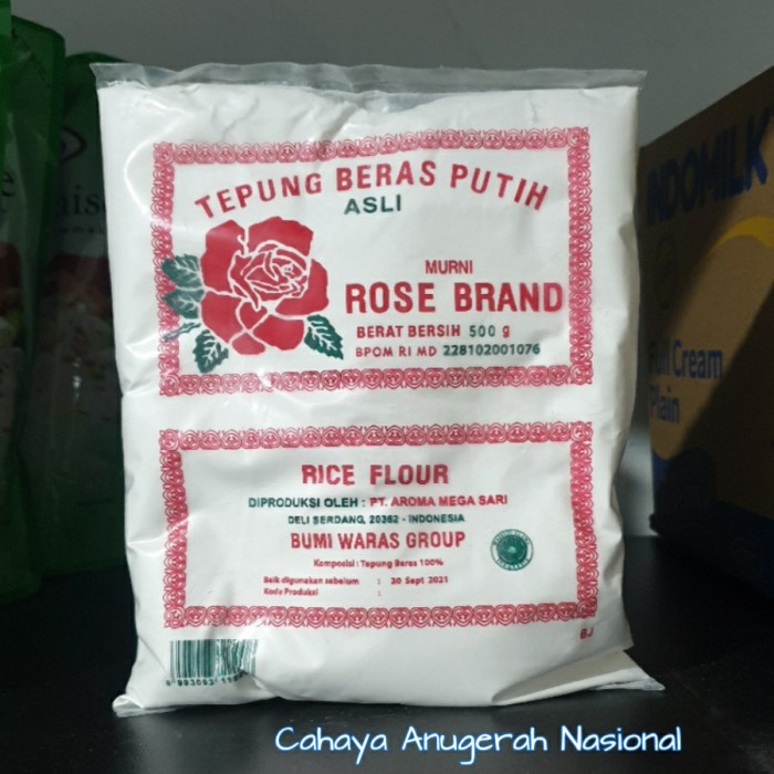 Jual ketan-beras-tepung- tepung beras putih rose brand 500 gram -tepung ...