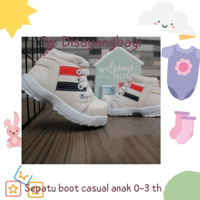Jual sepatu booth putih anak usia 1-3 th (S123) | Shopee Indonesia