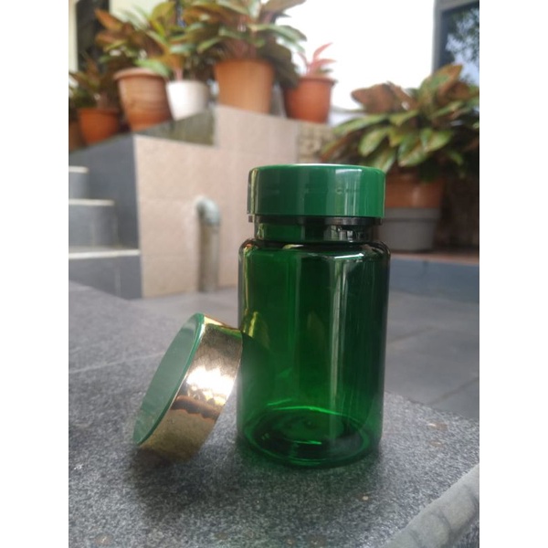 Jual Botol Kapsul Hijau 100ml Tutup List Gold dan Hijau Polos | Shopee ...