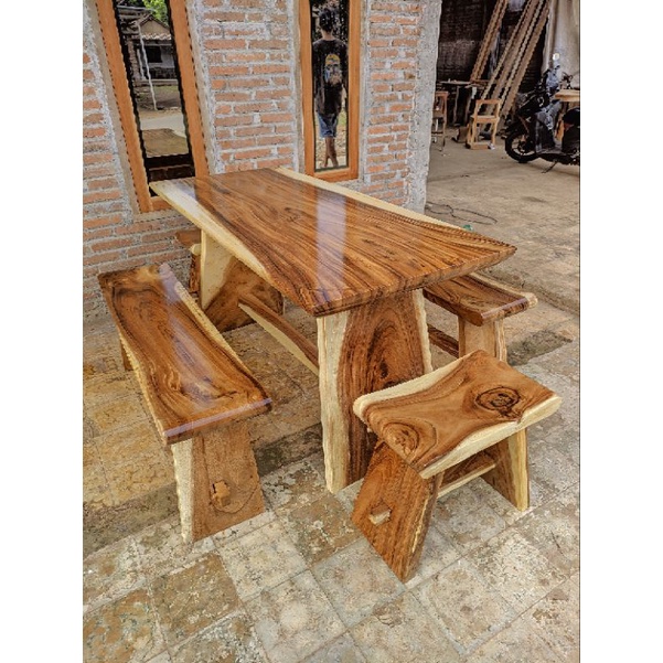 Jual B335 MEJA MAKAN, MEJA CAFE KAYU TREMBESI/SUAR, MEJA RESTO KAYU ...
