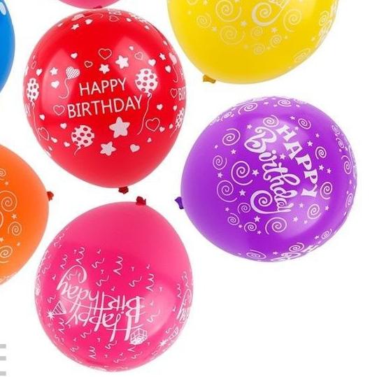 Jual BALON LATEX HBD MIX 12 INCH (1 PACK = 100 PCS) BALON HAPPY ...