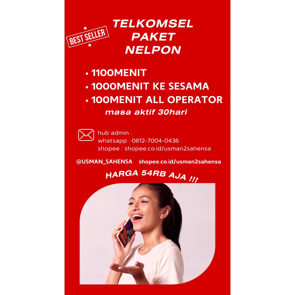 Jual PAKET NELPON TELKOMSEL 1100MENIT | Shopee Indonesia