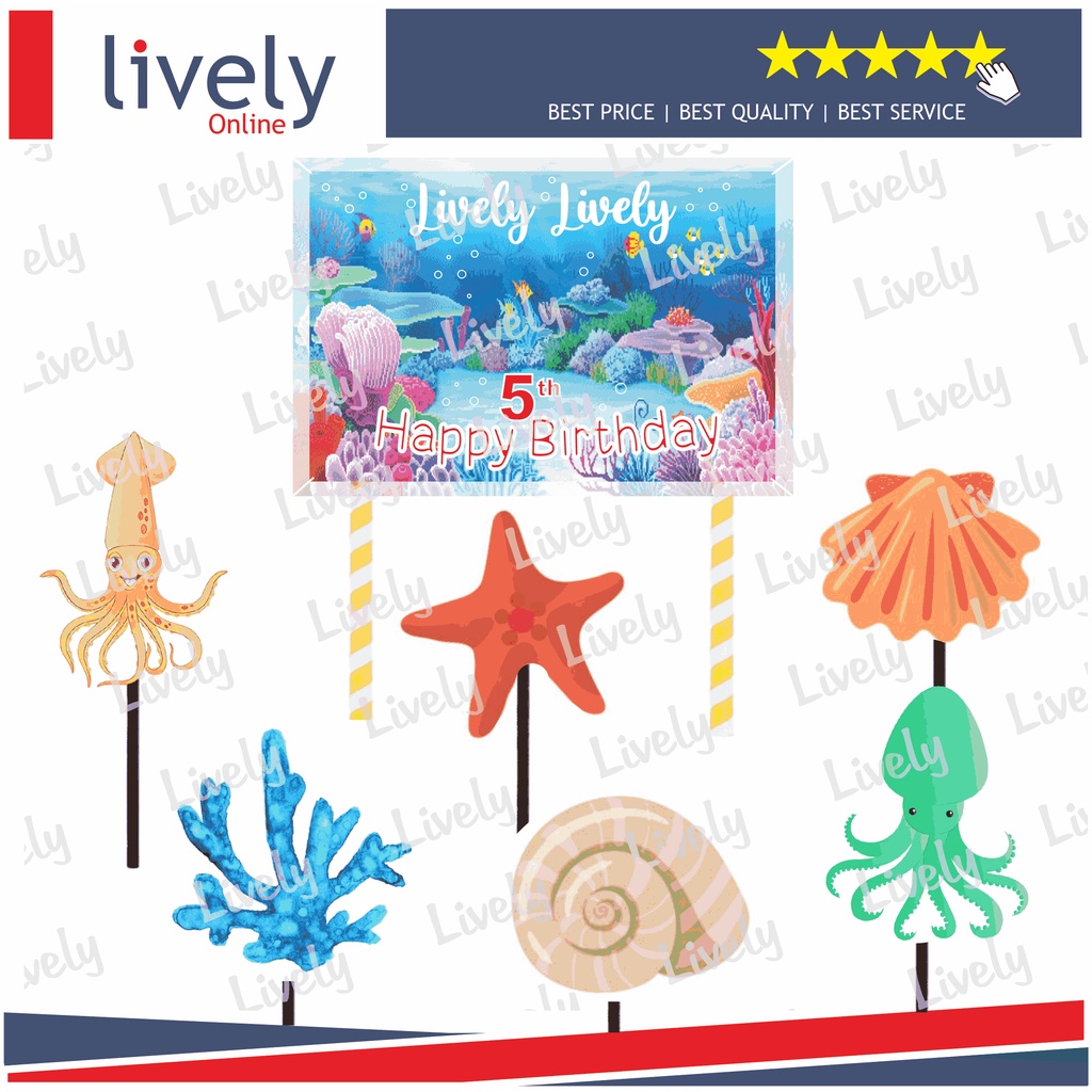 Jual CUSTOM NAMA CAKE TOPPER KARAKTER LAUT SEA HIASAN KUE ULANG TAHUN ...