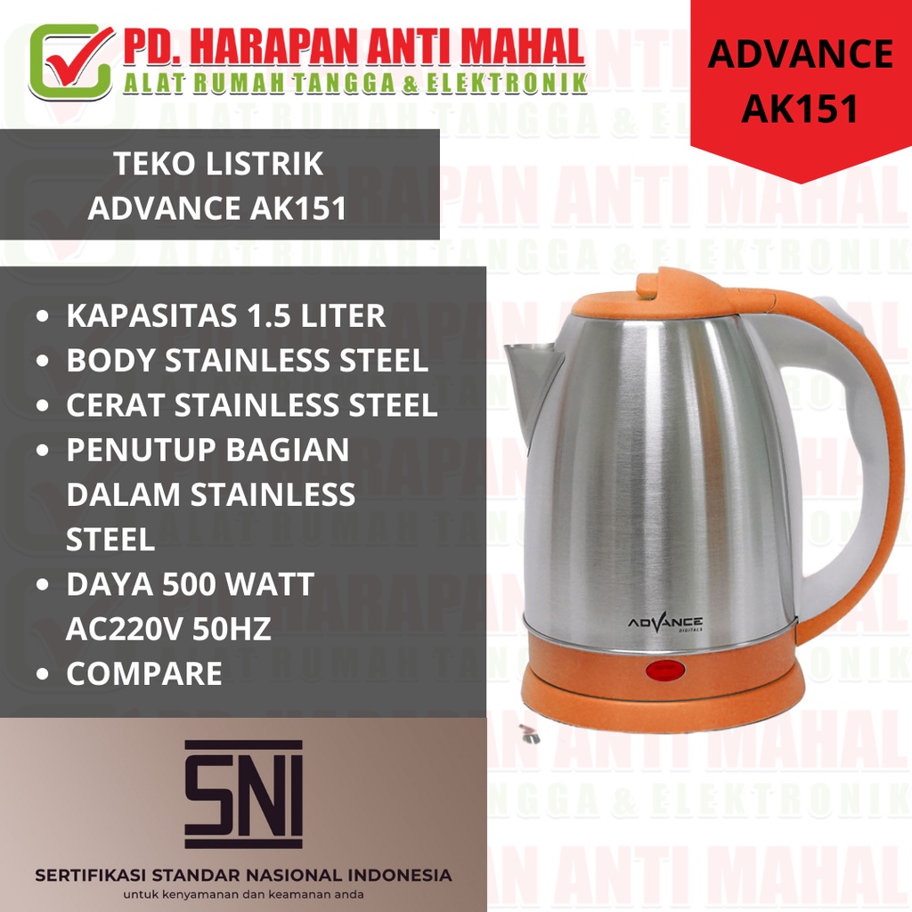 Jual TEKO LISTRIK ADVANCE AK151,/ TEKO AIR ADVANCE AK151/ TEKO LISTRIK ...