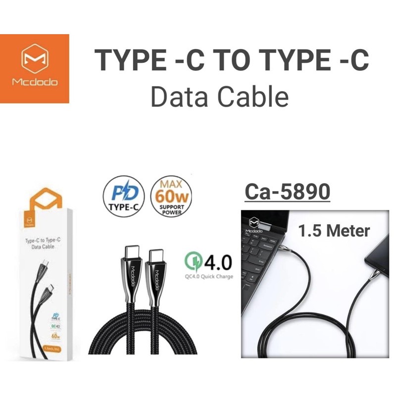 Jual Mcdodo Kabel Data Type C to Type C (Ca:5890) | Shopee Indonesia