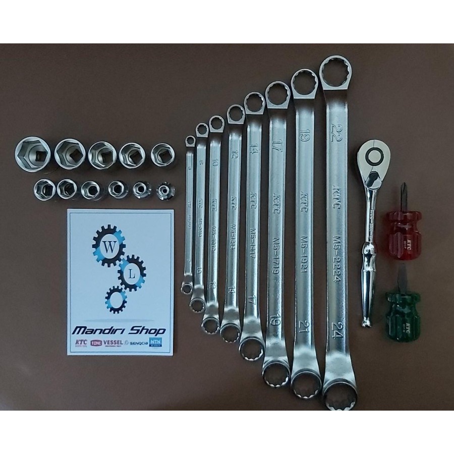 Jual PAKET KUNCI RING RING 8 PC , OBENG CEBOL DAN SHOCK 11 PC RATCHET 3/8 KTC ORIGINAL JAPAN ...
