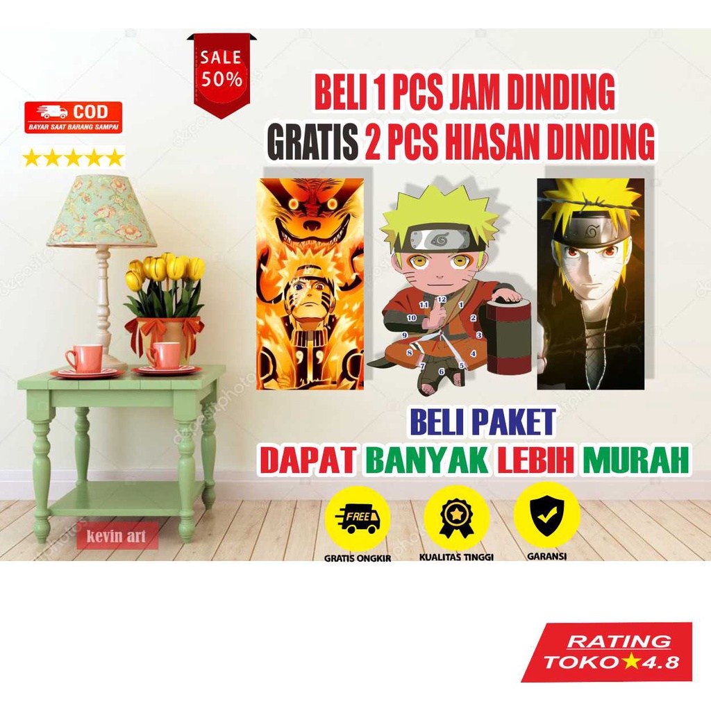 Jual JAM DINDING KARAKTER NARUTO UNIK LUCU KEREN POSTER DINDING KAMAR ...