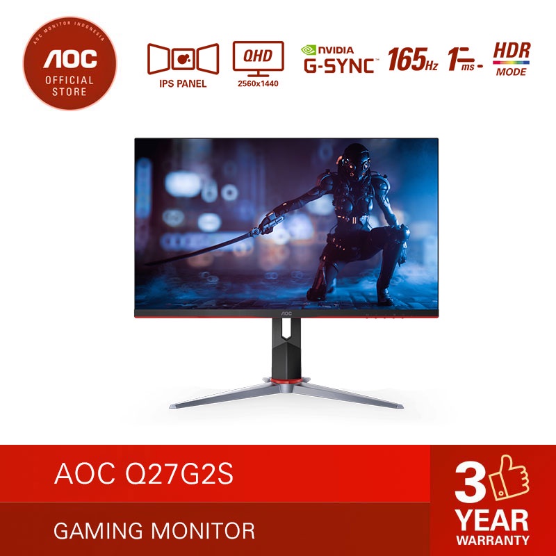 Jual AOC Q27G2S G-Sync Compatible Gaming Monitor (27"/IPS/1ms/QHD/155hz ...
