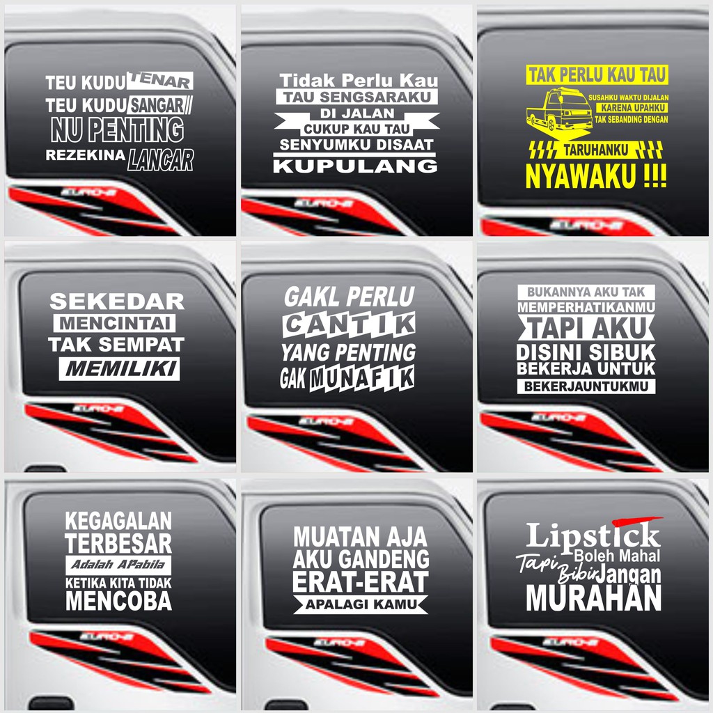Jual stiker kata-kata lucu untuk variasi kaca mobil pick up truck ...