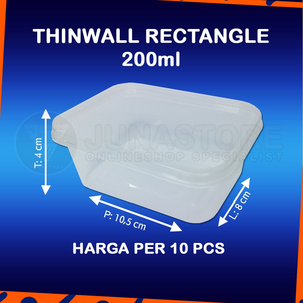 Jual Thinwall RECTANGLE / PERSEGI PANJANG 200ml + tutup (10pcs ... Jual Thinwall RECTANGLE / PERSEGI PANJANG 200ml + tutup (10pcs ...