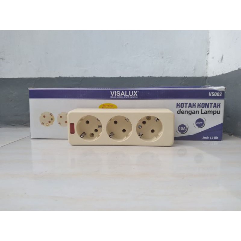 Jual stop kontak terminal colokan 3 lubang visalux | Shopee Indonesia