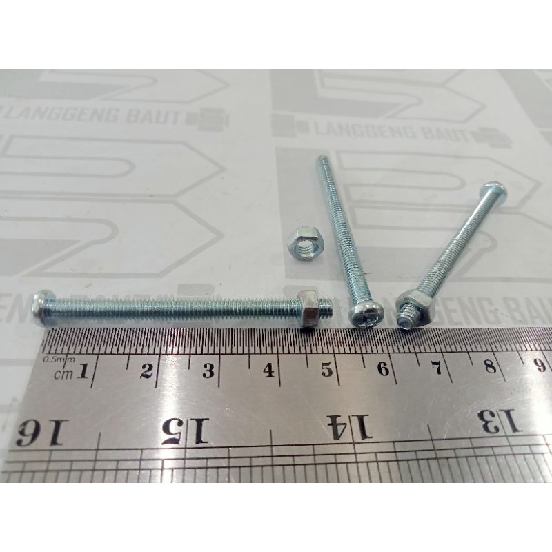 Jual Baut Mur JP M4x50 / Baut Obeng Plus Kepala Bulat 4mm Panjang 5cm ...