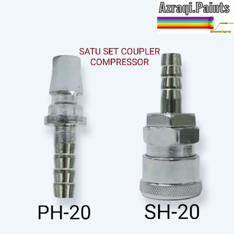 Jual SATU SET COUPLER NEPEL SAMBUNGAN KOMPRESOR SELANG ANGIN (PH 20 + SH 20) | Shopee Indonesia