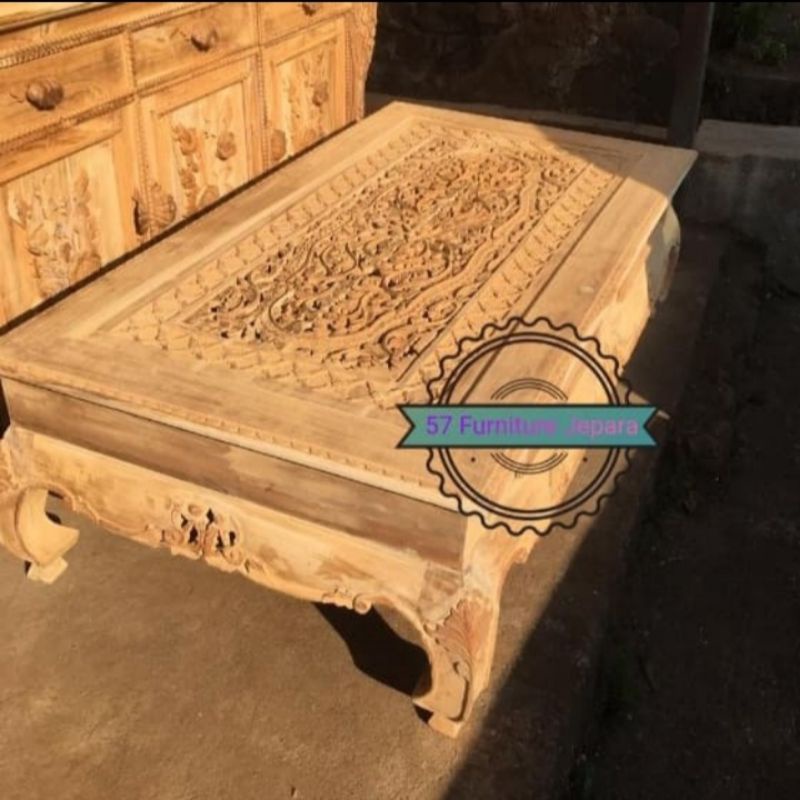 Jual Meja ruang tamu jati - Meja kopi panjang lesehan mentahan ukir ...