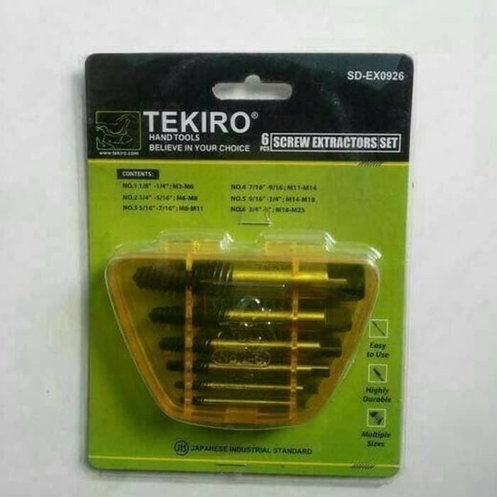 Jual Tekiro SD-EX0926 Tap Balik / Screw Extractor Set 6 pcs | Shopee ...
