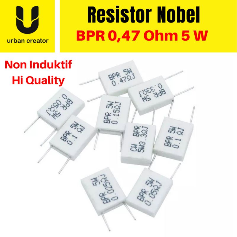 Jual Resistor Nobel 0,47 Ohm 5 Watt, Resistor Keramik Gepeng Kualutas Bagus Non Induktif ...