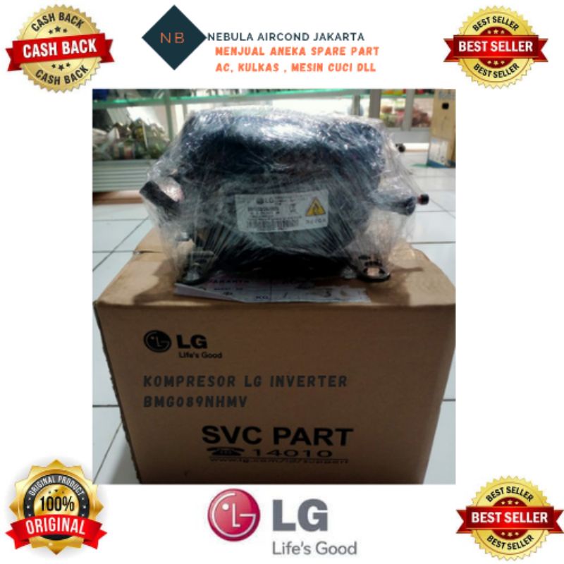 Jual kompresor kulkas Lg 2 pintu inverter BMG089NHMV ORIGINAL | Shopee ...