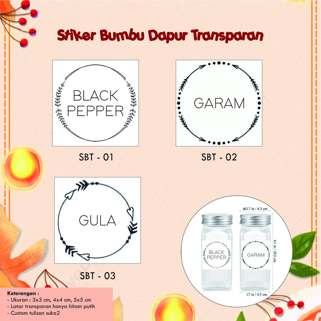 Jual STIKER TRANSPARAN / LABEL BUMBU DAPUR / KITCHEN | Shopee Indonesia