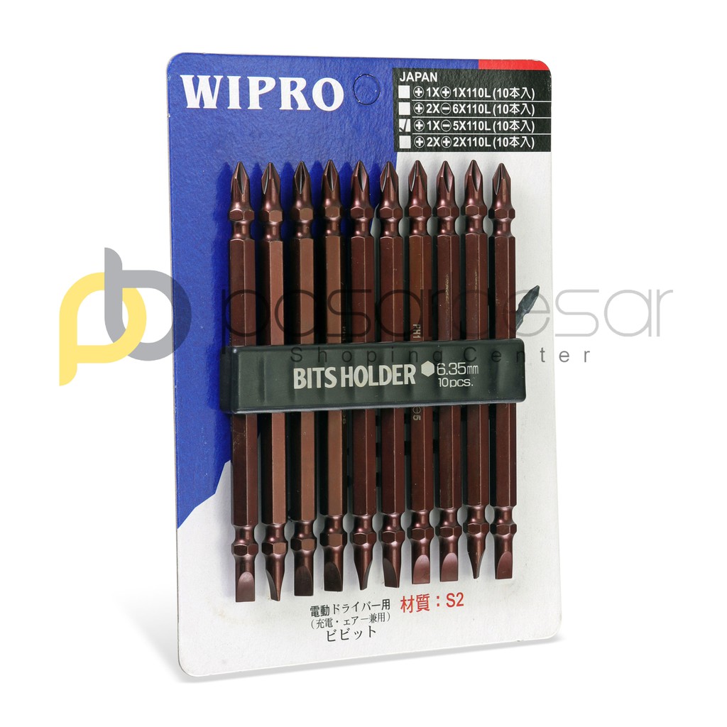 Jual Mata Obeng Angin, Screwdriver Bits WIPRO (+1) x (-5) x 110mm ...