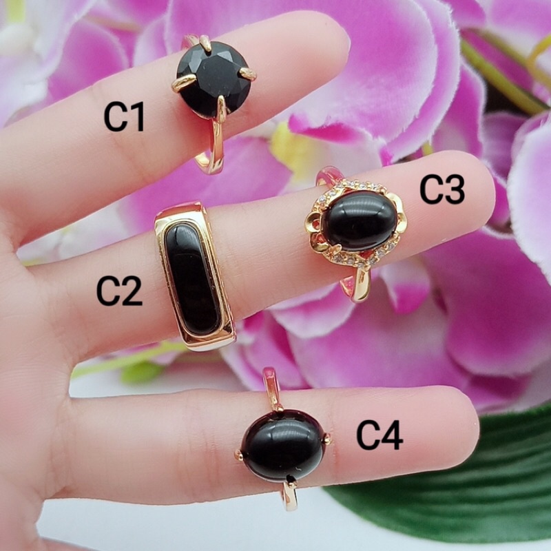 Jual promo Cincin wanita pria 14 model permata giok hitam n permata ...