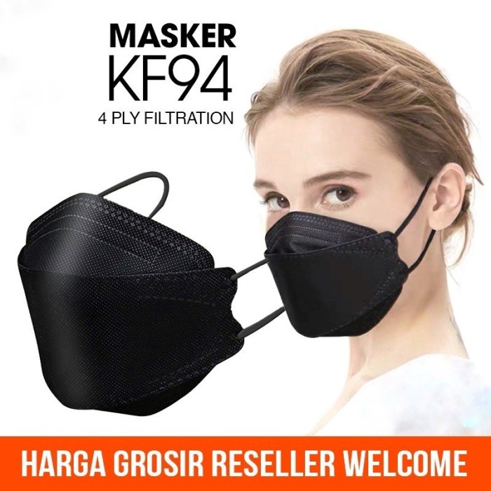 Jual MASKER KF94 HITAM ISI 50pcs | MASKER KF94 KOREA 4PLY | Shopee Indonesia