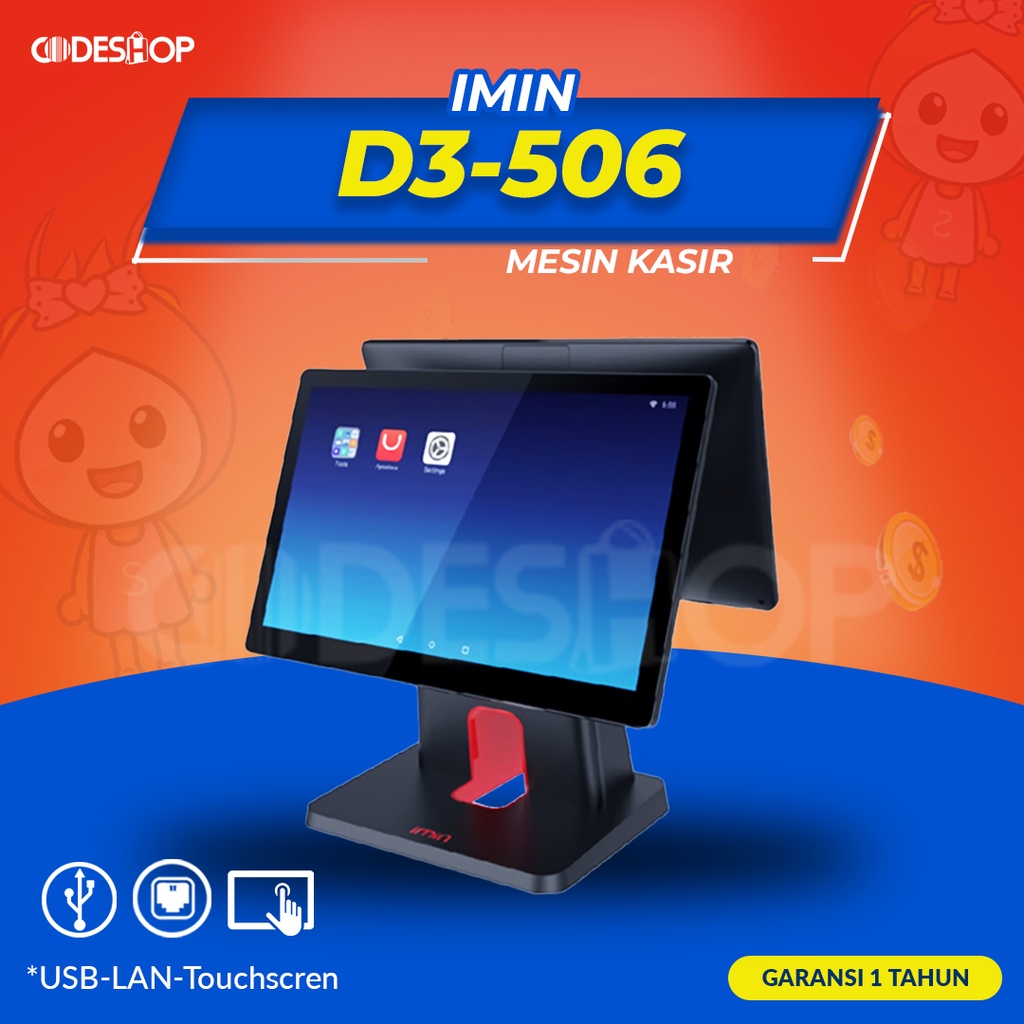 Jual Mesin Kasir POS iMin D3-506 Dual Display Touchscreen 2 GB / 16 GB | Shopee Indonesia