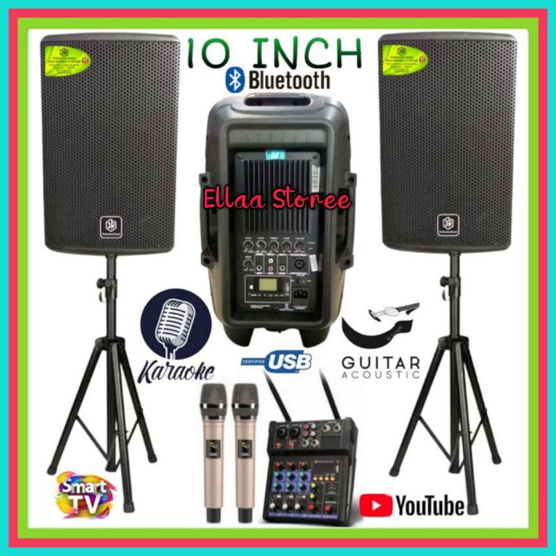 Jual Paket Sound Live Akustic Dobel Speaker 10 In 3R Mixer Karaoke Smart Tv 2 Mic Wireless ...