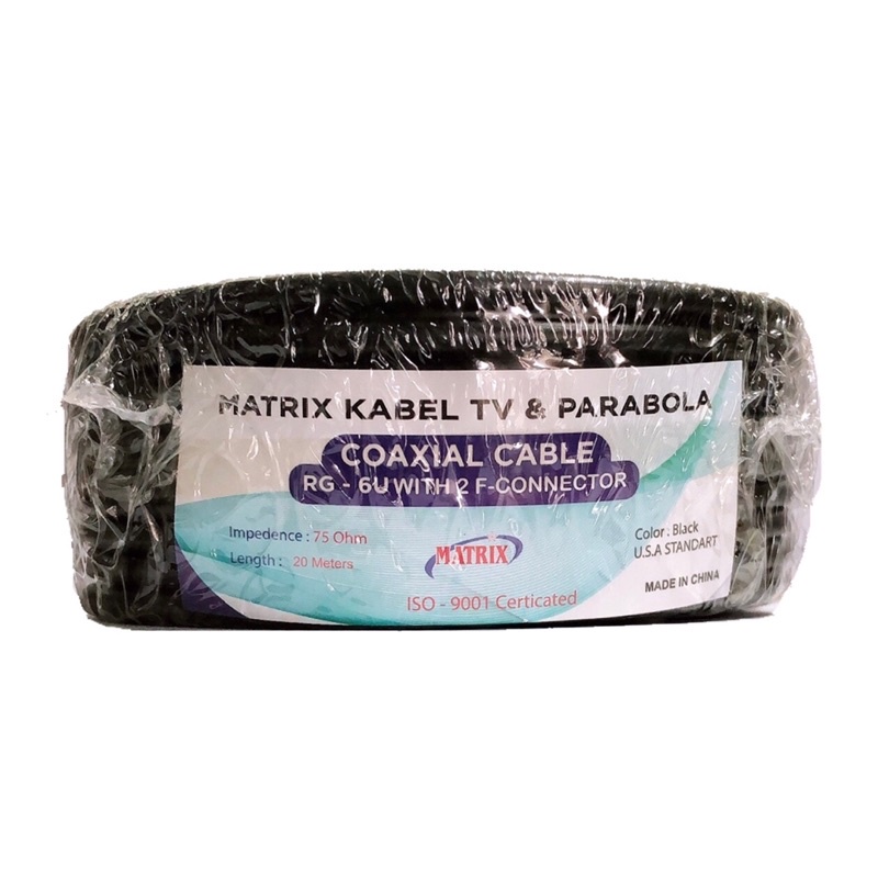 Jual Kabel Matrix Parabola RG6 + Jack Konektor F5 20 Meter 5C Coaxial | Shopee Indonesia
