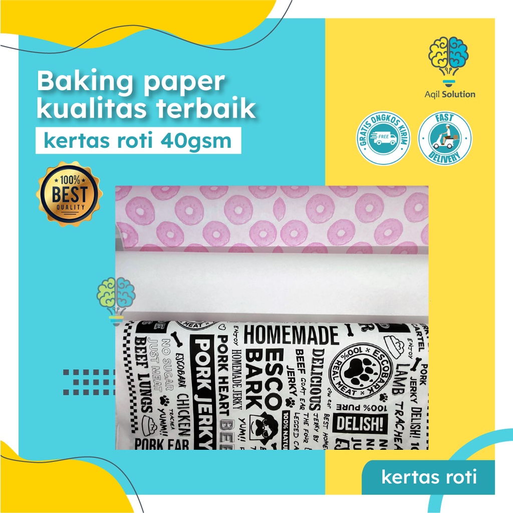 Jual (Custom Logo) Kertas roti Foodgrade Perlengkapan Kemasan Bungkus ...