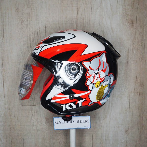 Jual KYT DJ Maru Kabuki Cat Black White Red / KYT DJ Maru Kabuki White ...