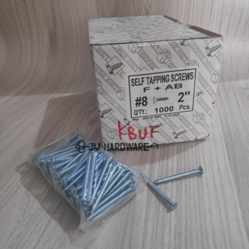 Jual Skrup taping skrup tapping kepala rata FAB skrup putih 8x2 ...
