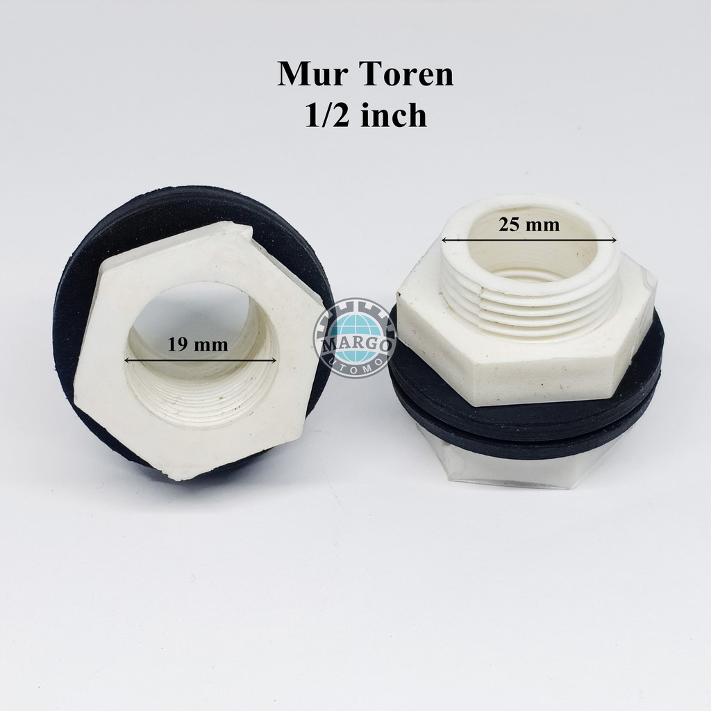 Jual Mur Drat Ring Toren Tandon Tangki 1/2 inch Putih Kapur - 2 PCS ...