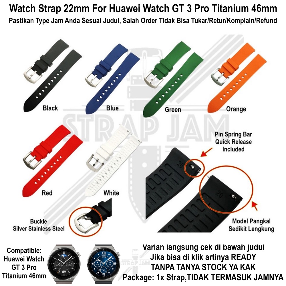 Jual LKG Strap Huawei Watch GT3 GT 3 Pro 46mm - Tali Jam 22mm Rubber ...