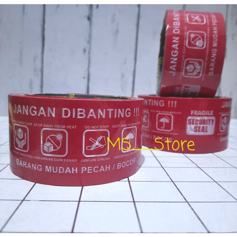 Jual LAKBAN JANGAN DIBANTING 2" 50 yard FRAGILE SECURITY SEAL | Shopee ...