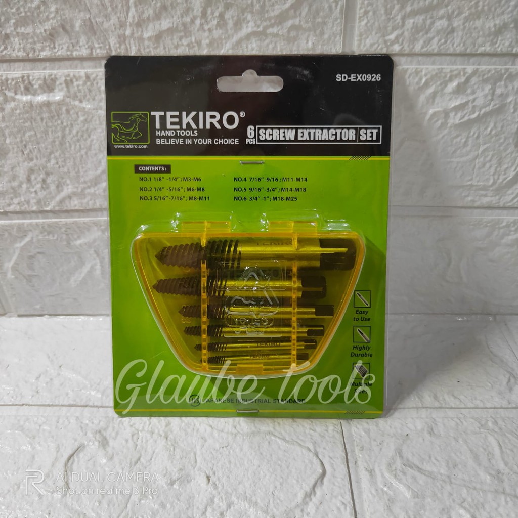 Jual TEKIRO 6 PCS HAND TAP BALIK SET SCREWDRIVER EXTRACTOR SET SD ...