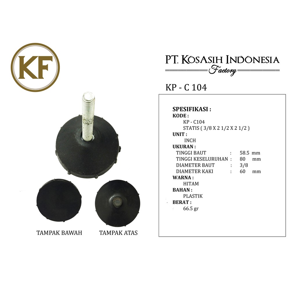 Jual KP - C 104 - Adjuster Foot 3/8 x 2 1/2 x 2 1/2 ( Kaki Meja / Kaki Rack / kaki Mesin ...