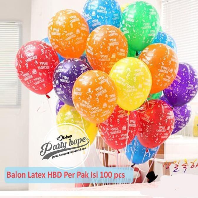 Jual Balon Latex HBD 1 PACK ISI 100 Pcs / Balon HBD / Balon Karet HBD ...
