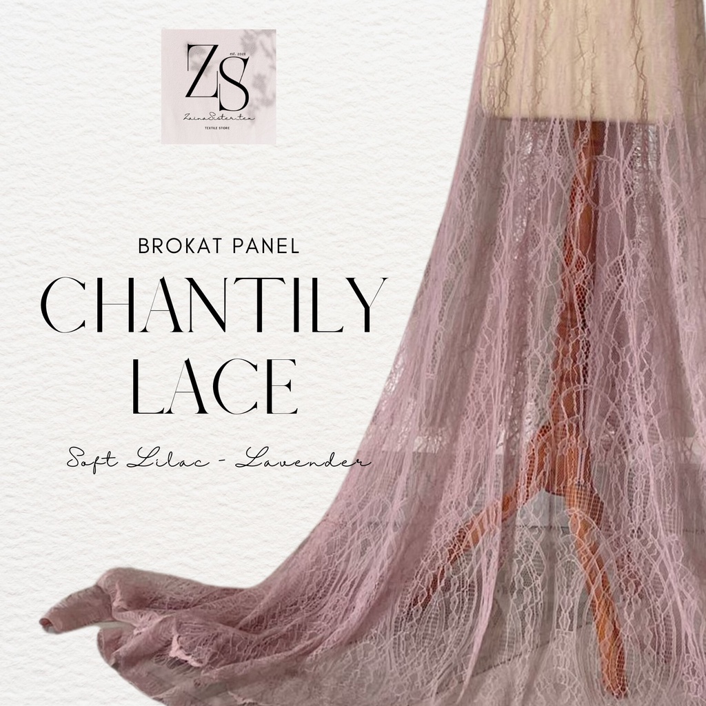 Jual Bahan Kain Brokat Brukat Panel Chantily Lace Semi Prancis France ...
